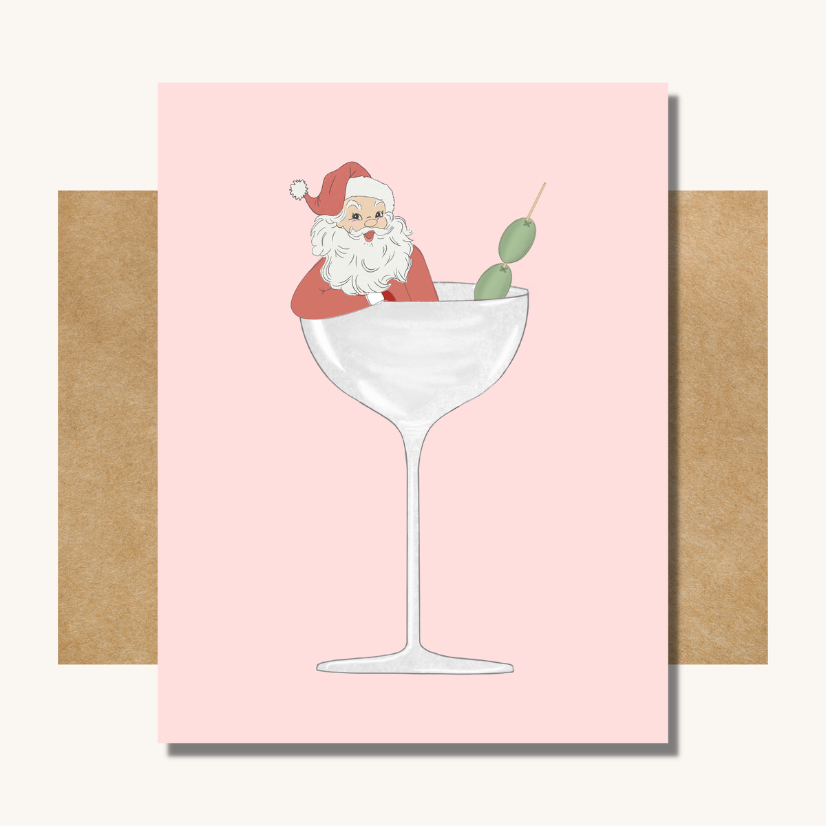 Santa in Cocktail Glass Card – Lovely Paperie & Gifts