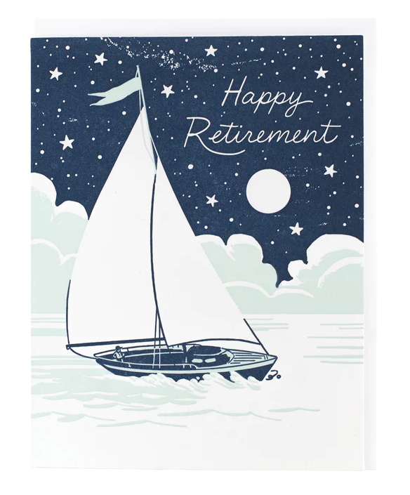 Nighttime Sailboat Retirement Card – Lovely Paperie & Gifts