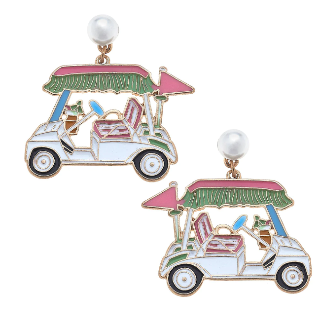 Bella Enamel Golf Cart Earrings – Lovely Paperie & Gifts